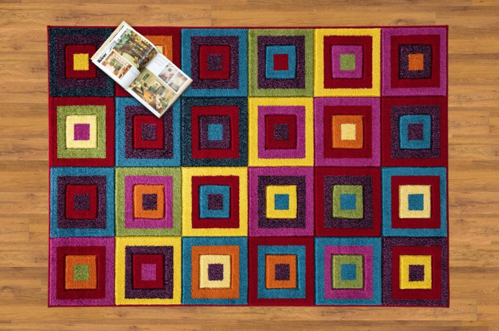 Carved Rug Multi - Squares Bright - Smart Living